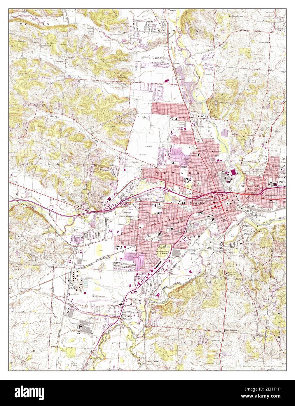 Newark, Ohio, map 1961, 1:24000, United States of America by Timeless ...