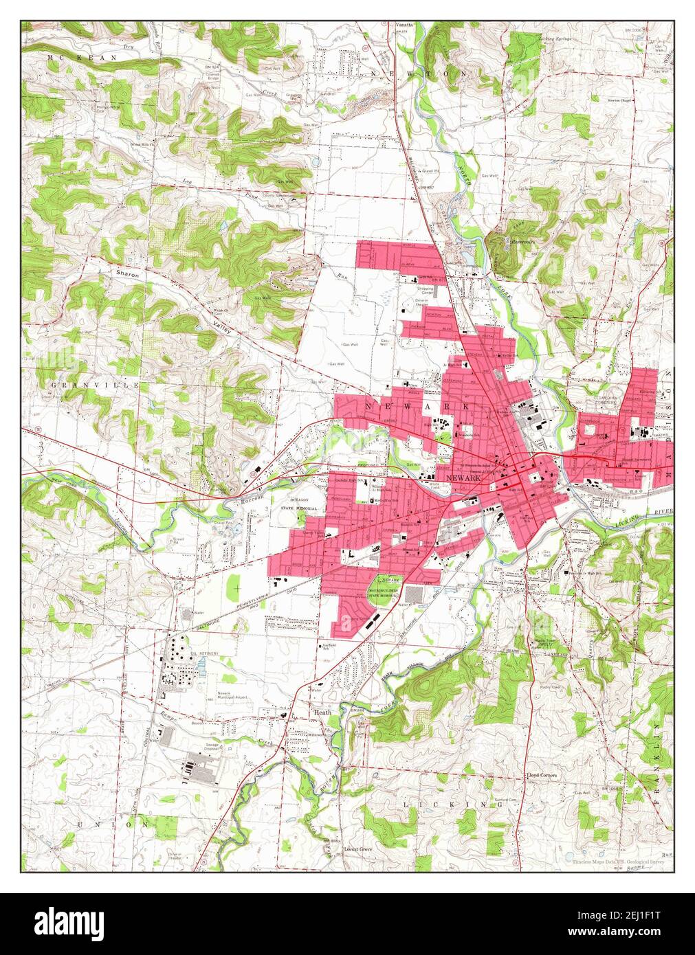 Newark, Ohio, map 1961, 1:24000, United States of America by Timeless ...