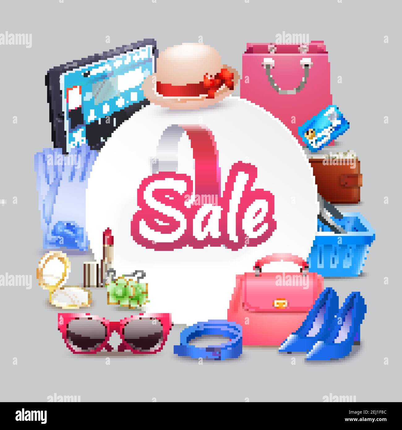 Online shopping realistic accessories background composition with ...