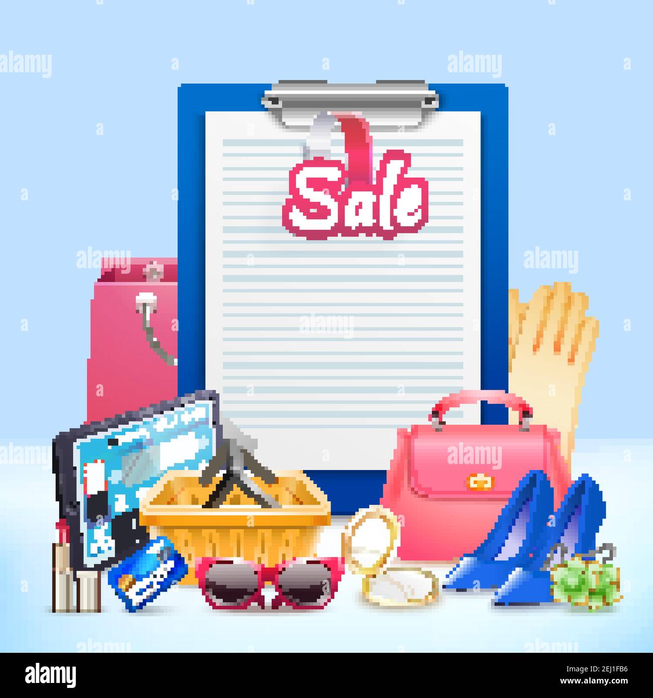 Online shopping realistic composition with flat images of store items ...