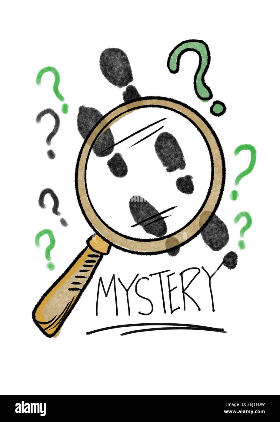 magnifying glass mystery illustration Stock Photo - Alamy