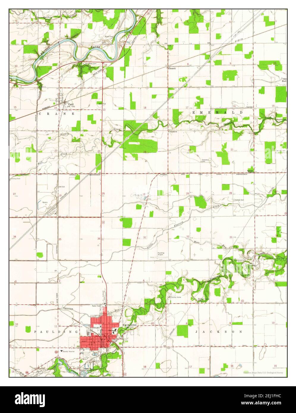 Paulding, Ohio, map 1960, 1:24000, United States of America by Timeless ...