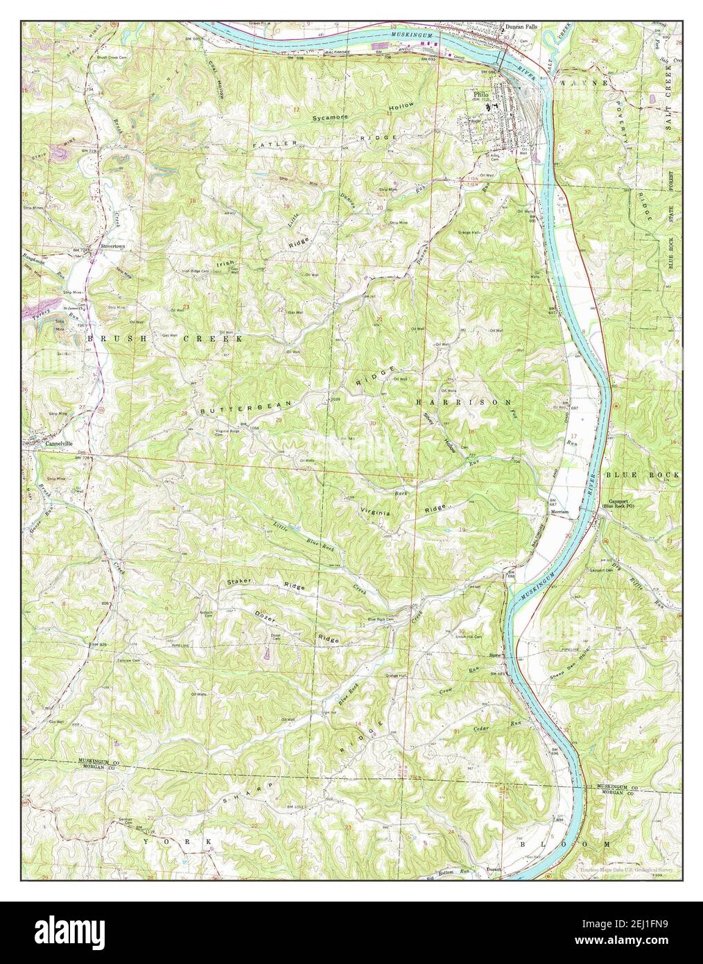 Philo, Ohio, map 1961, 1:24000, United States of America by Timeless ...