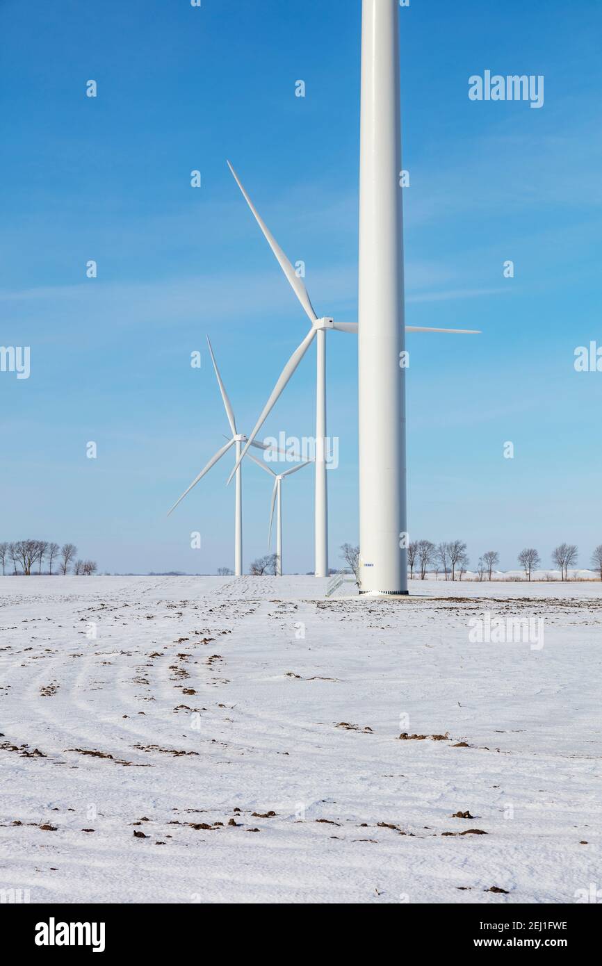 Wind Turbine, rural, farming region, Winter, Southern Indiana, USA, by ...