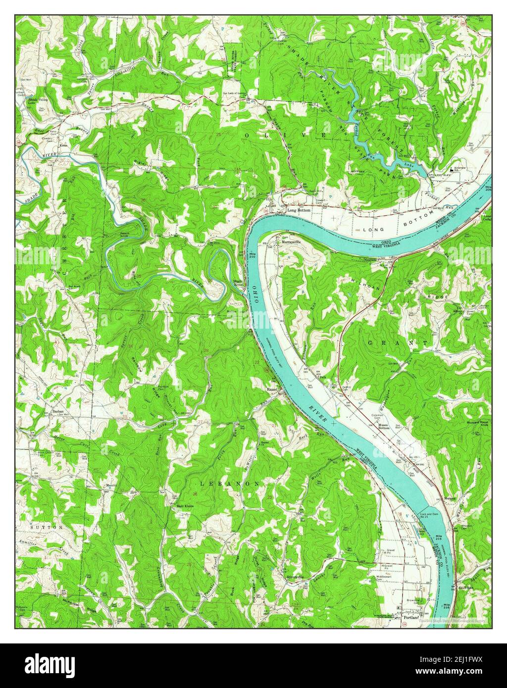 Portland, Ohio, map 1960, 1:24000, United States of America by Timeless ...