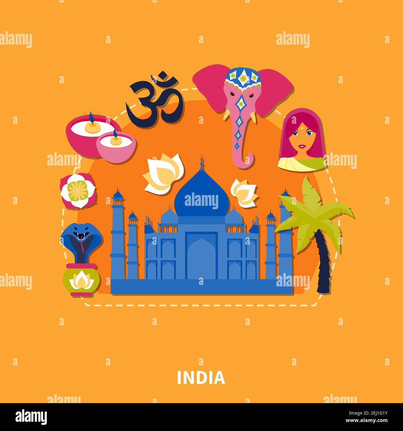 Flat design travel to india background with colorful traditional indian ...