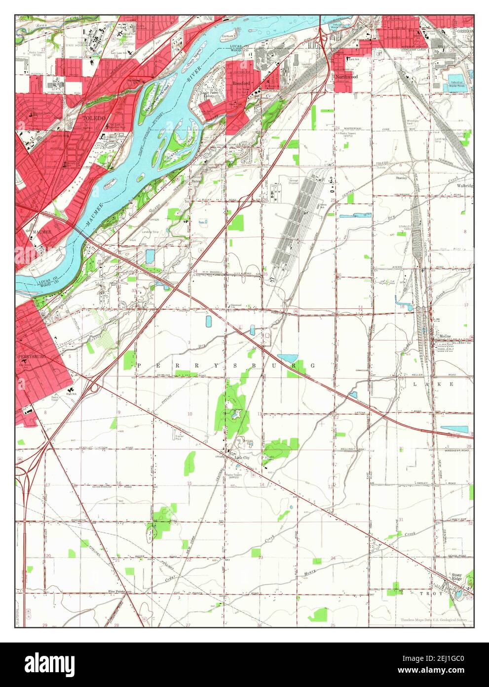 Rossford, Ohio, map 1965, 1:24000, United States of America by Timeless ...