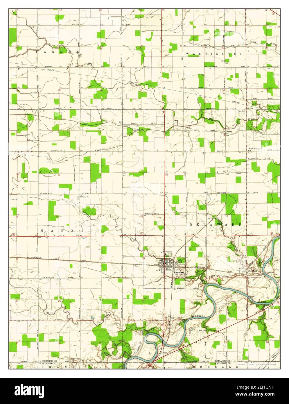 Sherwood, Ohio, map 1960, 1:24000, United States of America by Timeless ...
