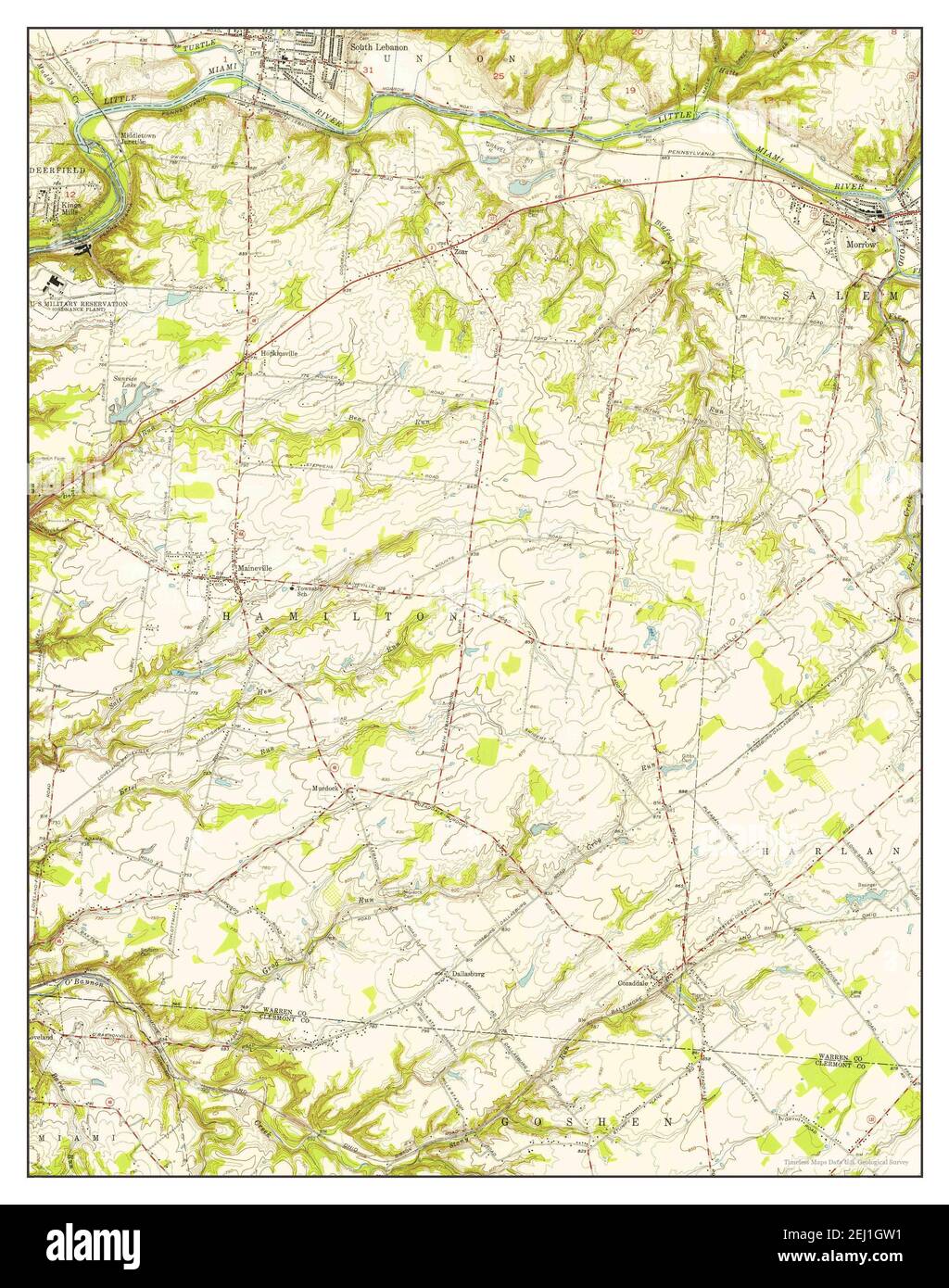South Lebanon, Ohio, map 1955, 1:24000, United States of America by ...