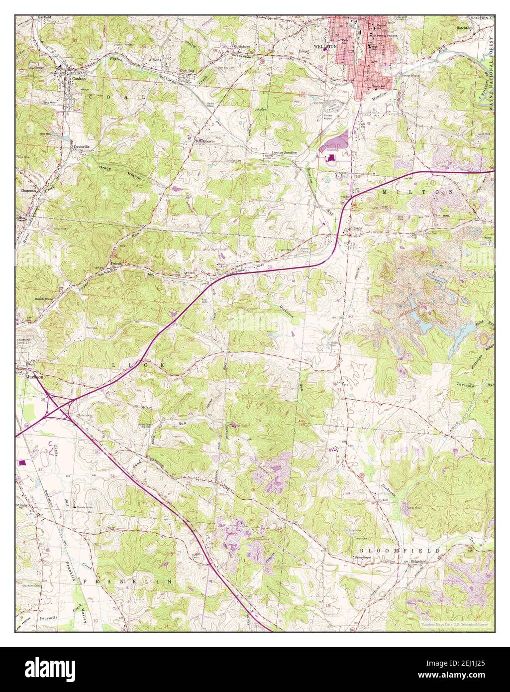 Wellston, Ohio, map 1961, 1:24000, United States of America by Timeless ...