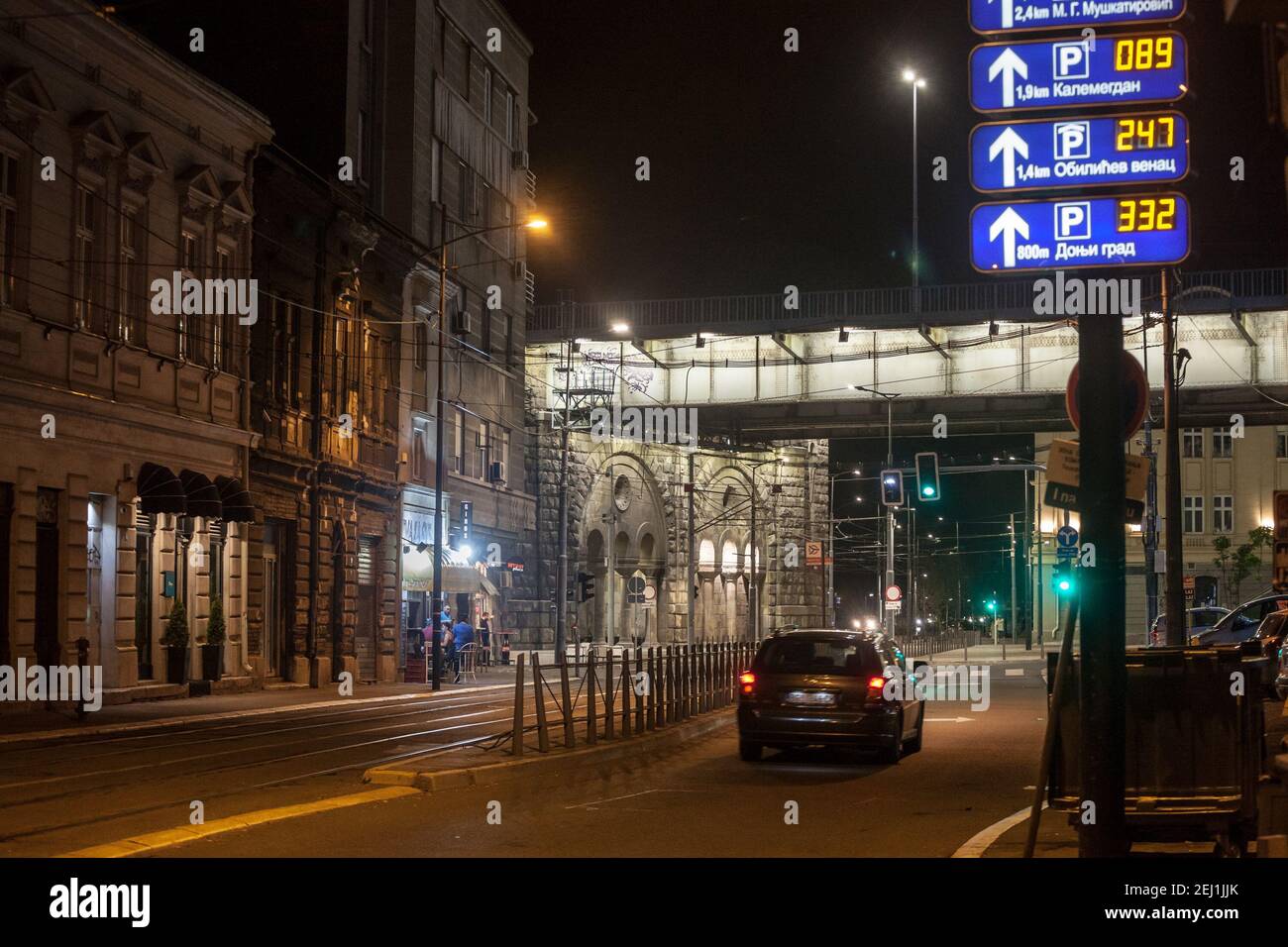 BELGRADE, SERBIA - OCTOBER 5, 2010: Evening atmosphere on Karadjordjeva ...