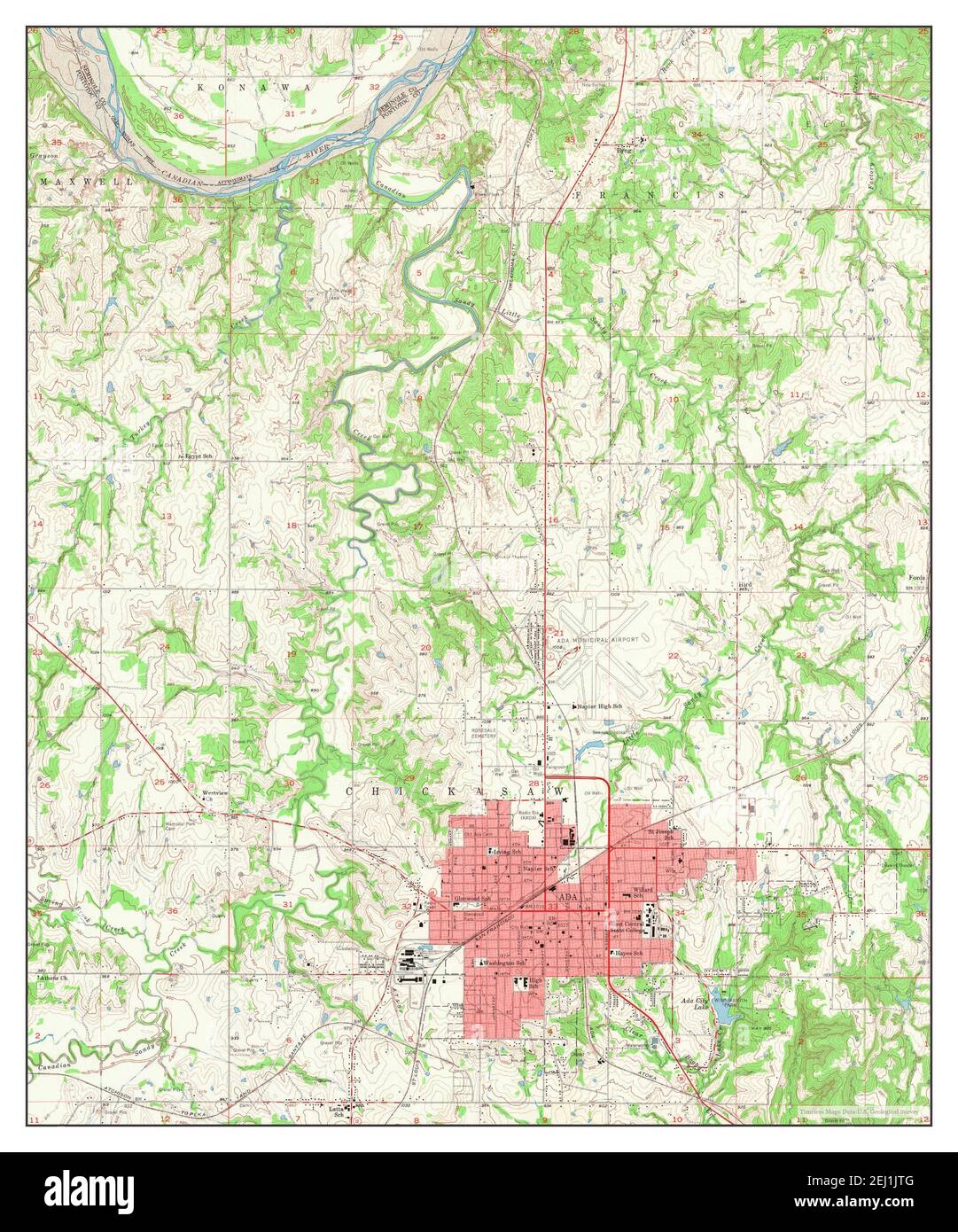 Ada, Oklahoma, map 1958, 1:24000, United States of America by Timeless ...