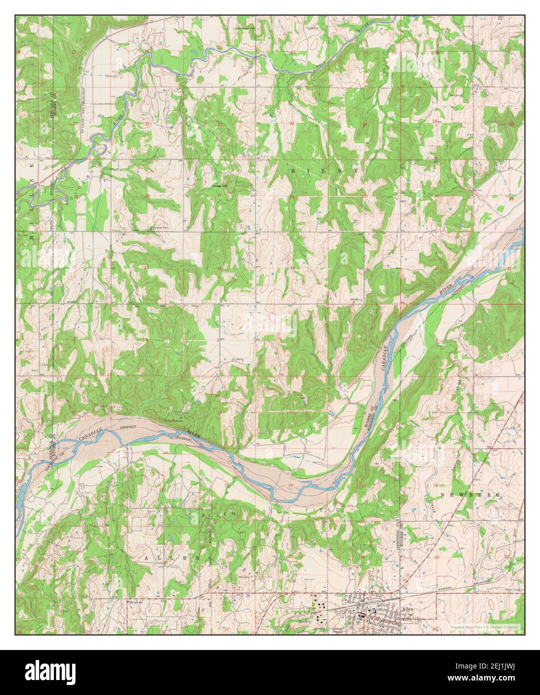 Map of allen oklahoma Cut Out Stock Images & Pictures - Alamy