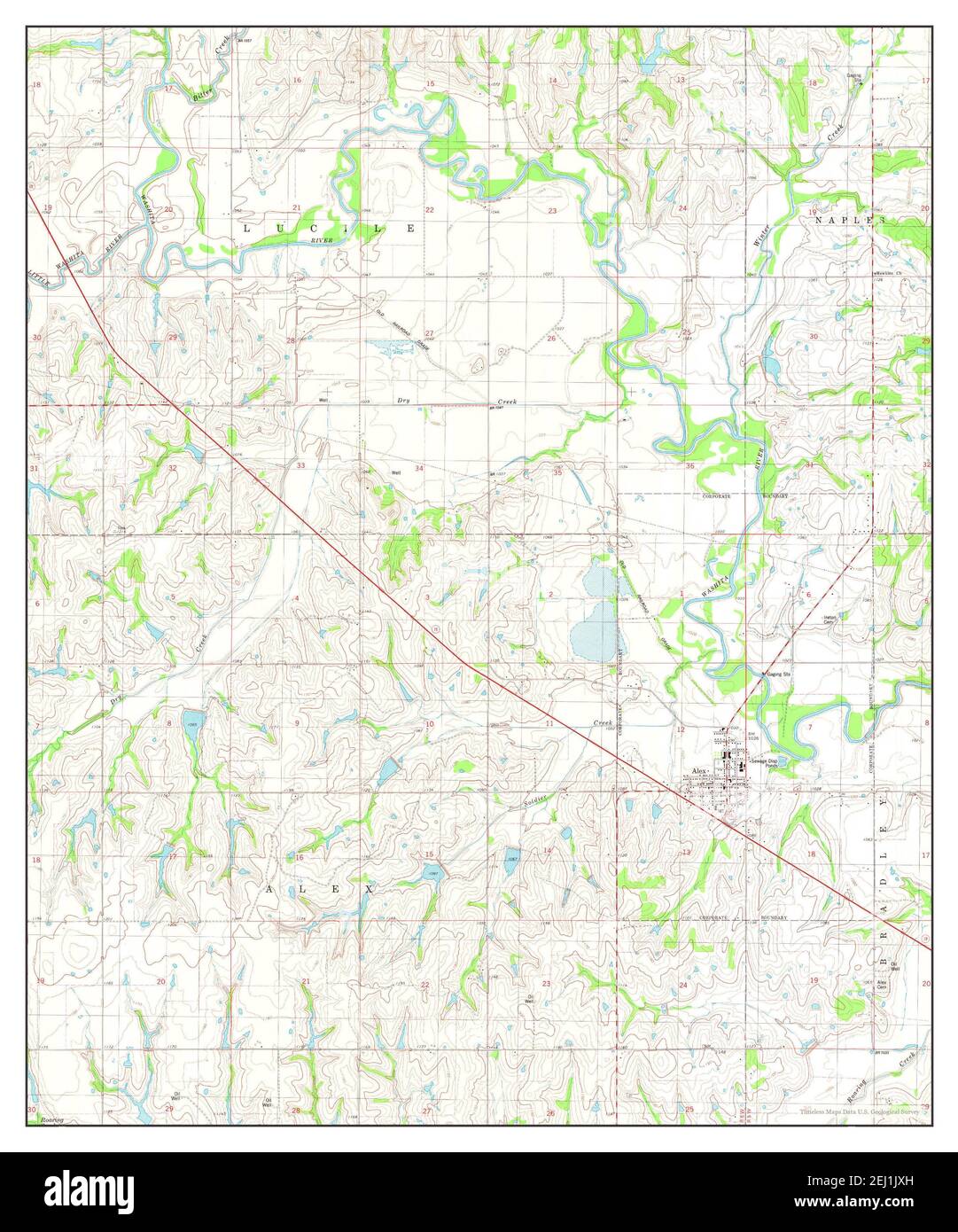 Alex, Oklahoma, map 1981, 1:24000, United States of America by Timeless ...