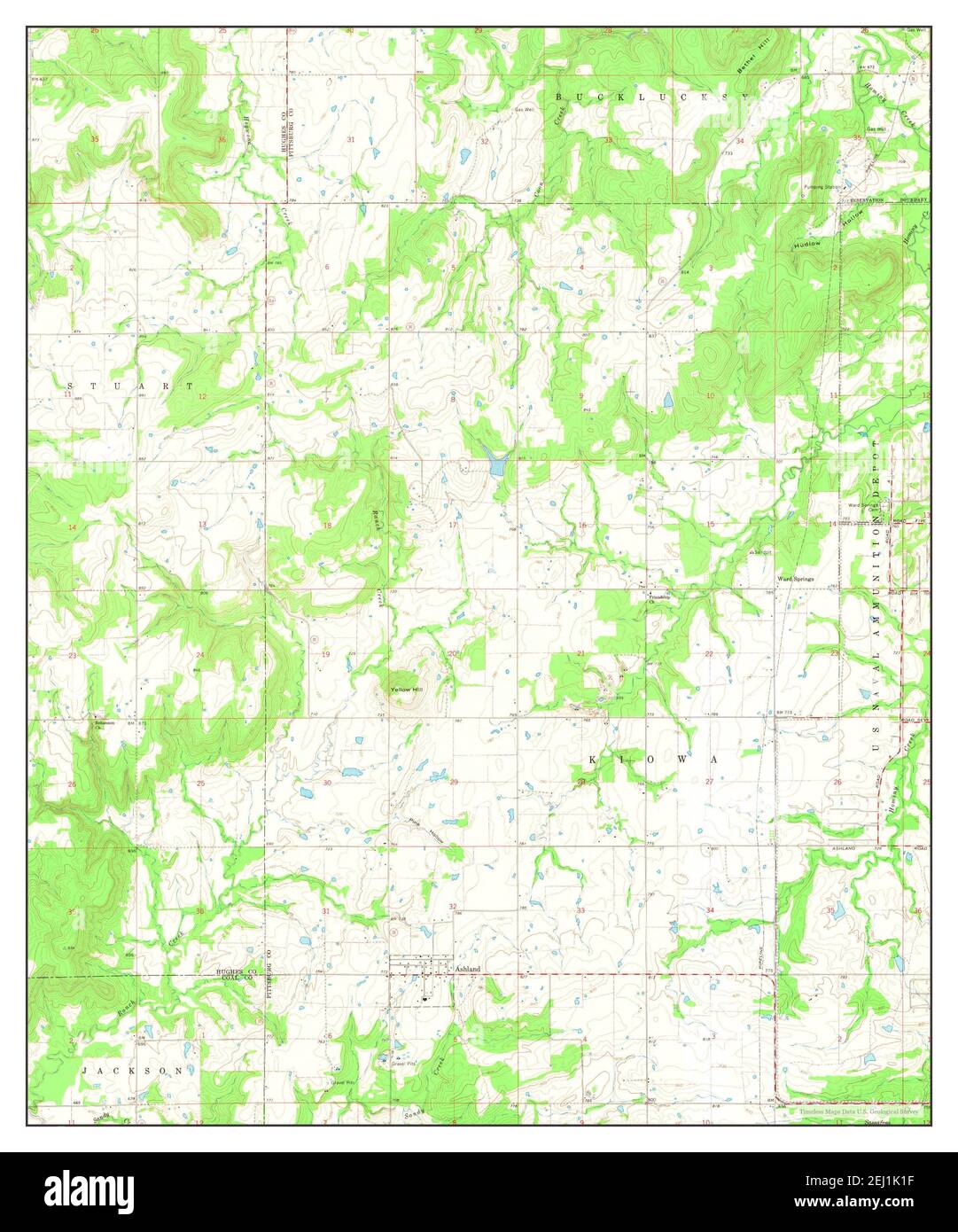Ashland, Oklahoma, map 1967, 1:24000, United States of America by ...