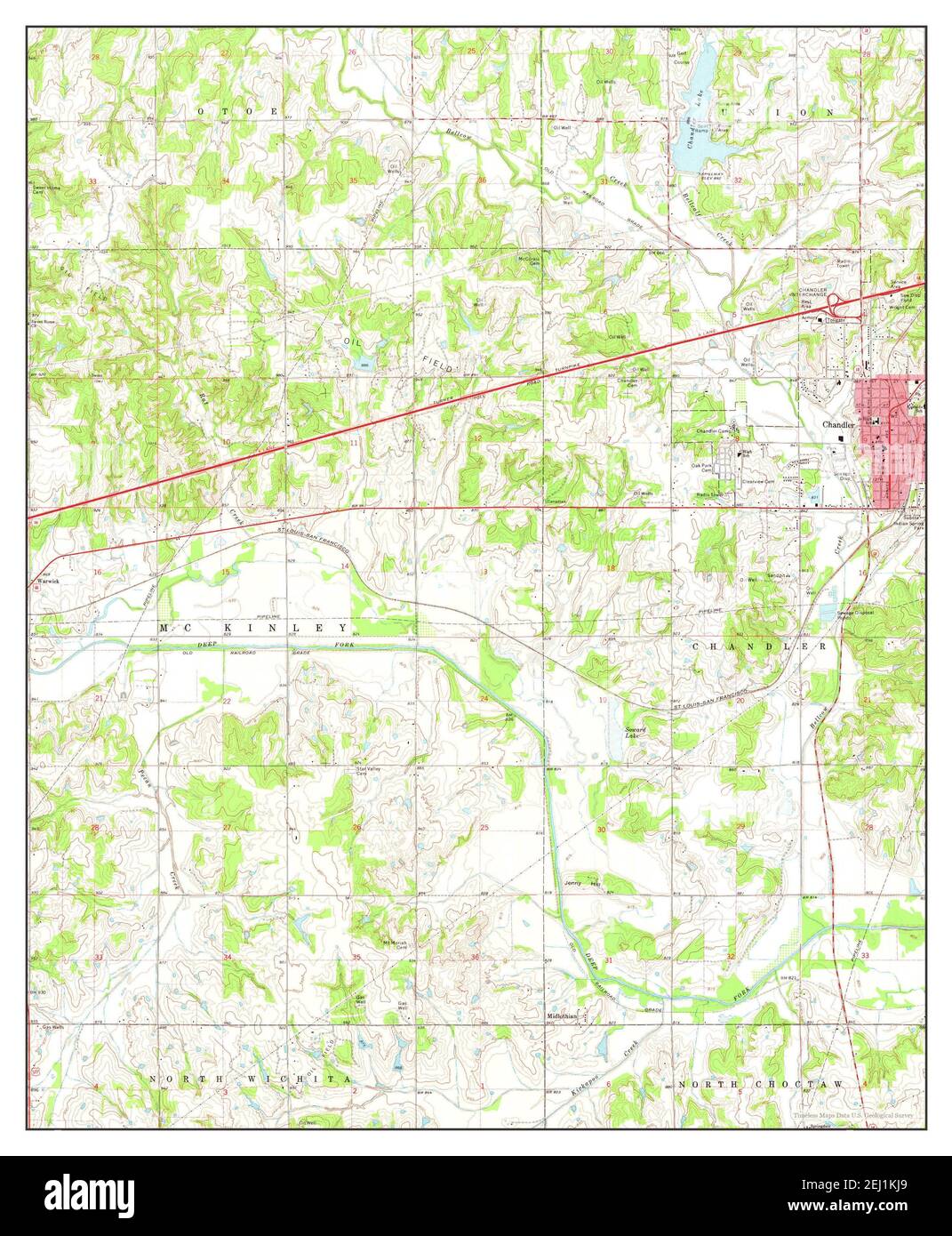 Chandler, Oklahoma, map 1974, 1:24000, United States of America by ...