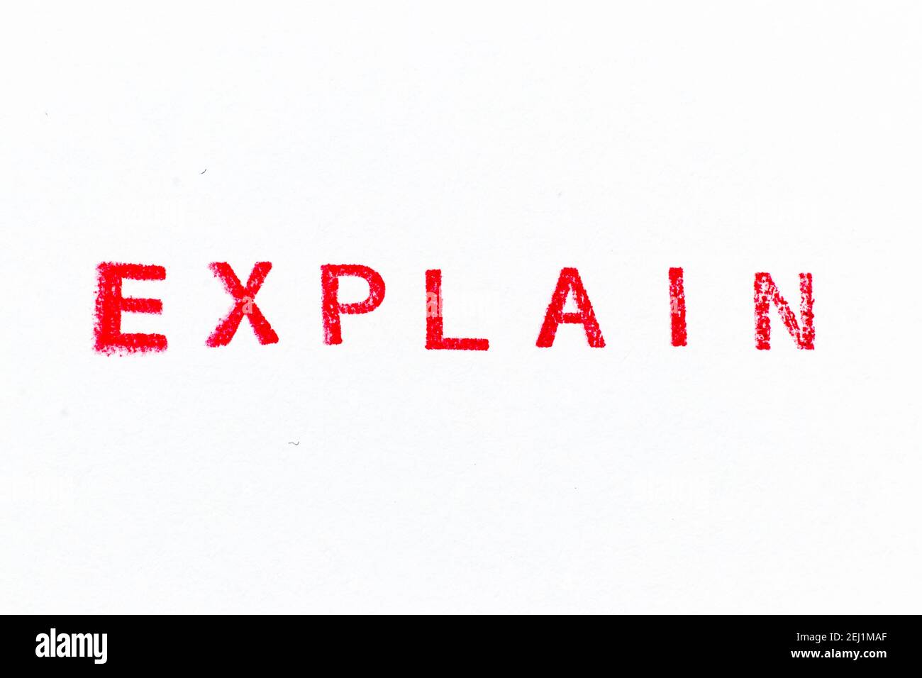 Red color ink rubber stamp in word explain on white paper background ...