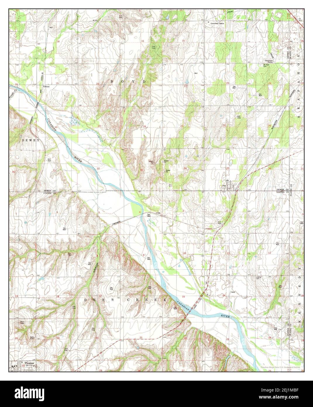 Fay, Oklahoma, map 1985, 1:24000, United States of America by Timeless ...