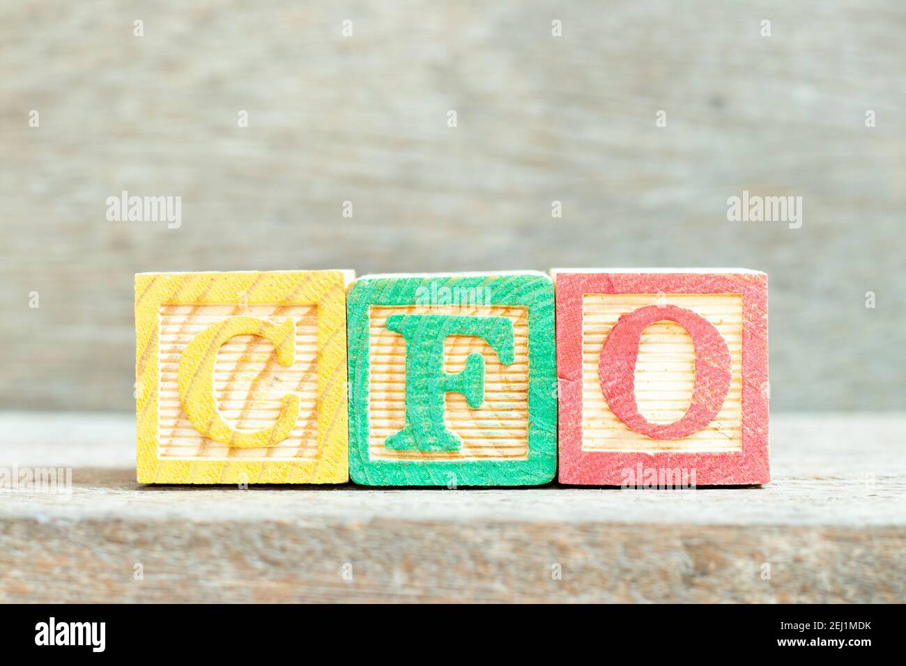 Color alphabet letter block in word CFO (Abbreviation of Chief ...