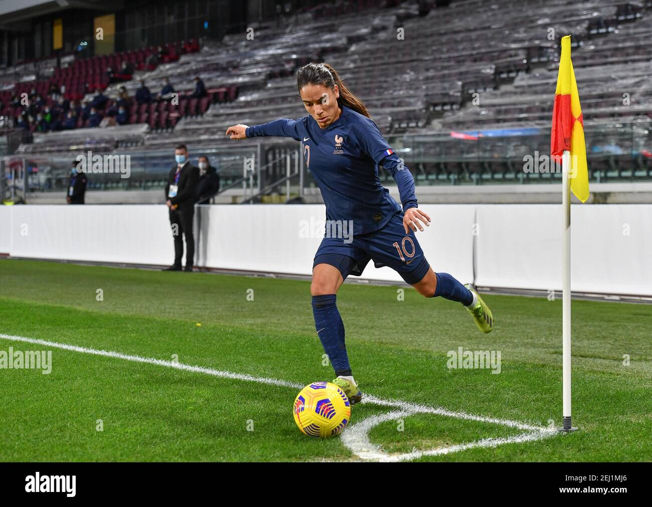 French Amel Majri (10) pictured taking a corner kick during the Womens ...