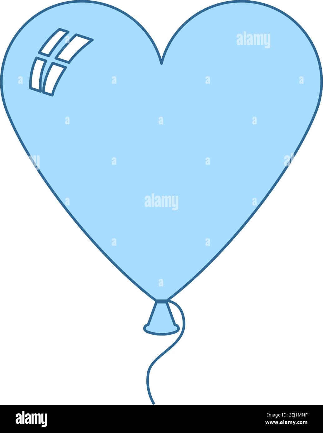 Heart Shape Balloon Icon. Thin Line With Blue Fill Design. Vector ...