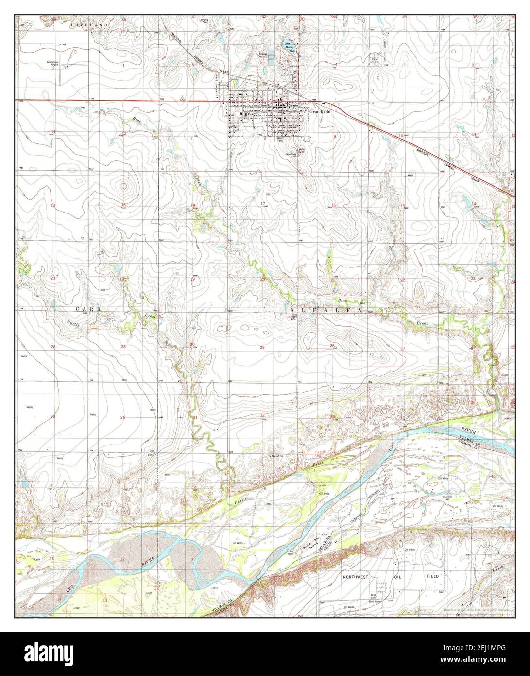 Grandfield, Oklahoma, map 1985, 1:24000, United States of America by ...