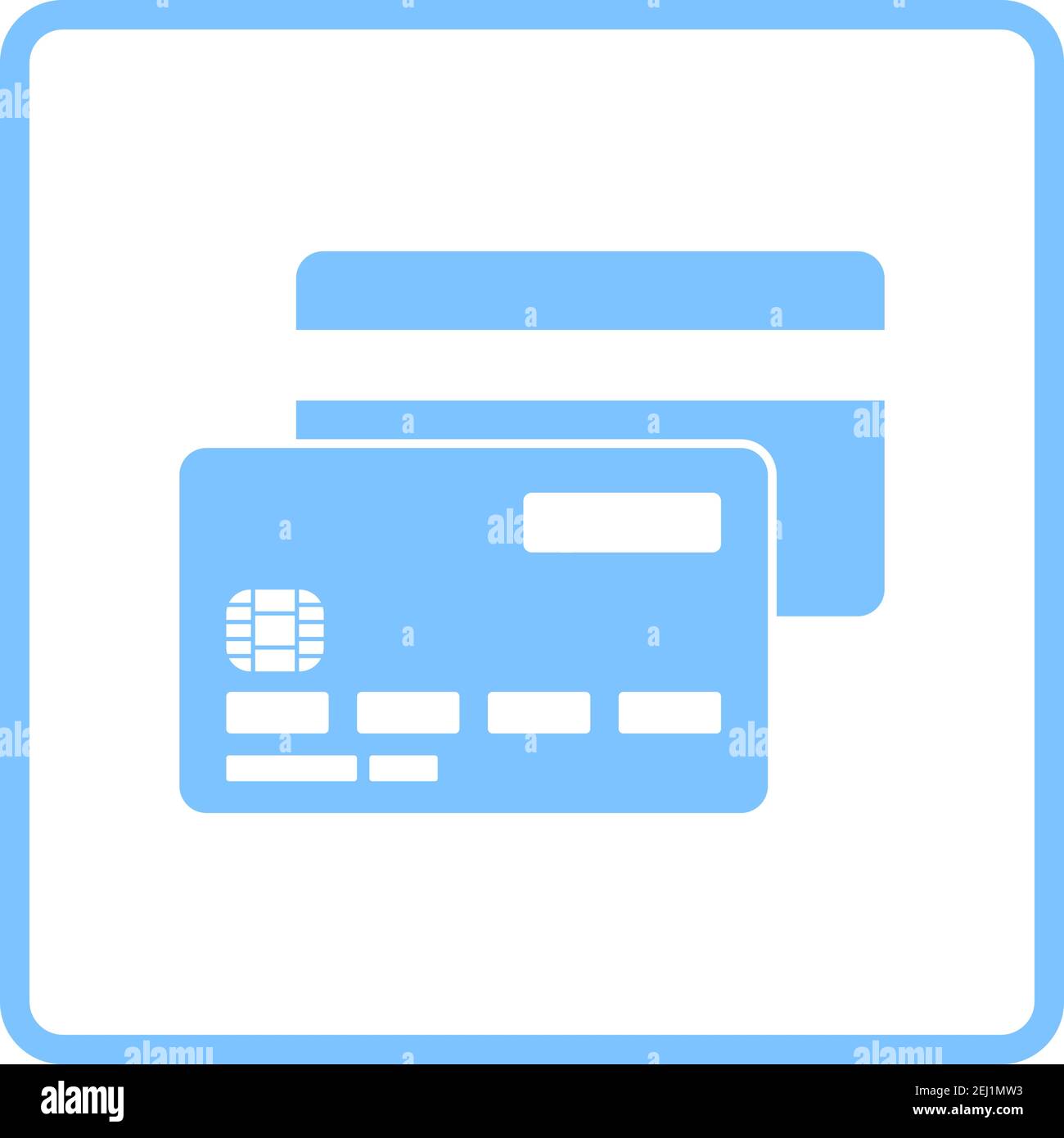 Front And Back Side Of Credit Card Icon. Blue Frame Design. Vector ...