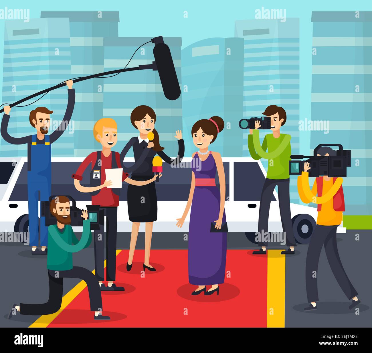 Orthogonal composition with reporters, cameramen and photographers near ...