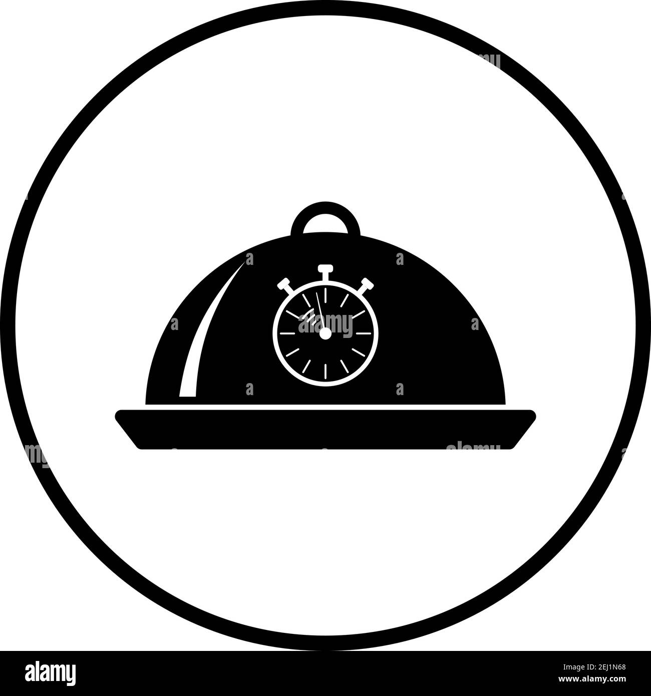 Cloche With Stopwatch Icon. Thin Circle Stencil Design. Vector Illustration Stock Vector Image ...
