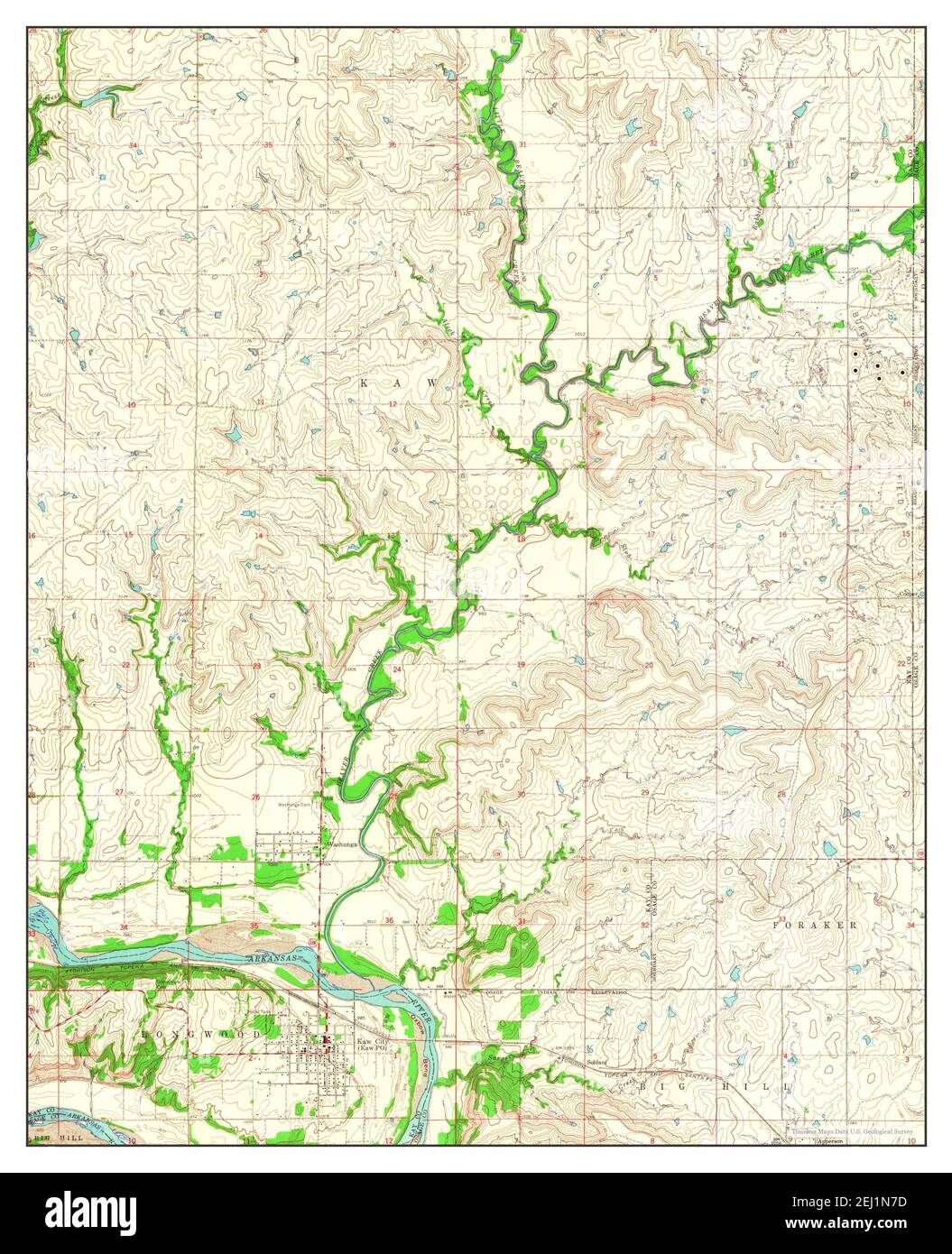 Kaw City, Oklahoma, map 1964, 1:24000, United States of America by ...