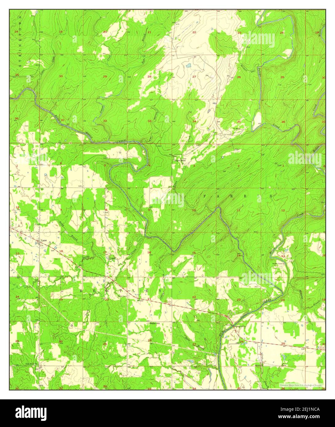 Lane, Oklahoma, map 1957, 1:24000, United States of America by Timeless ...