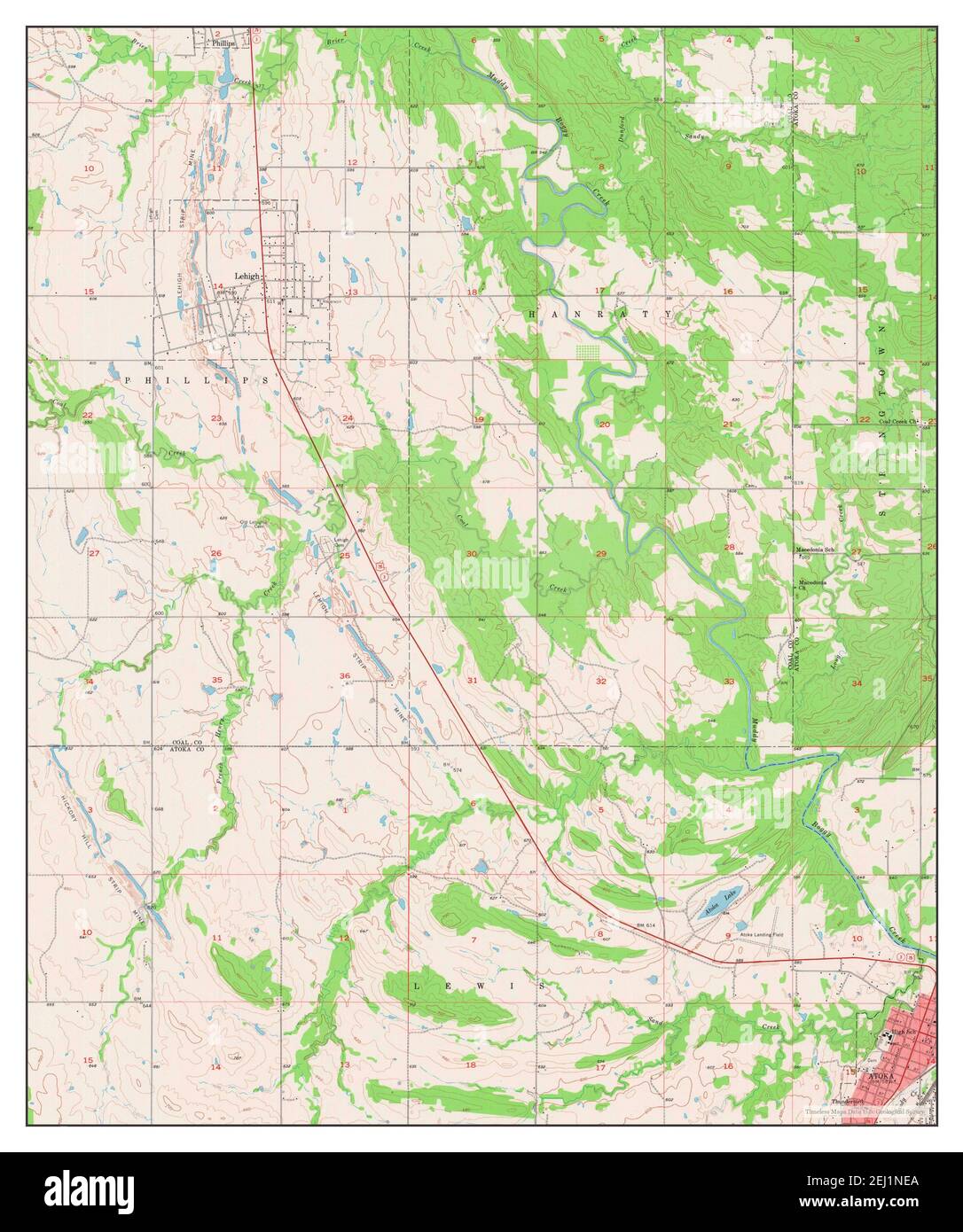 Lehigh, Oklahoma, map 1957, 1:24000, United States of America by ...
