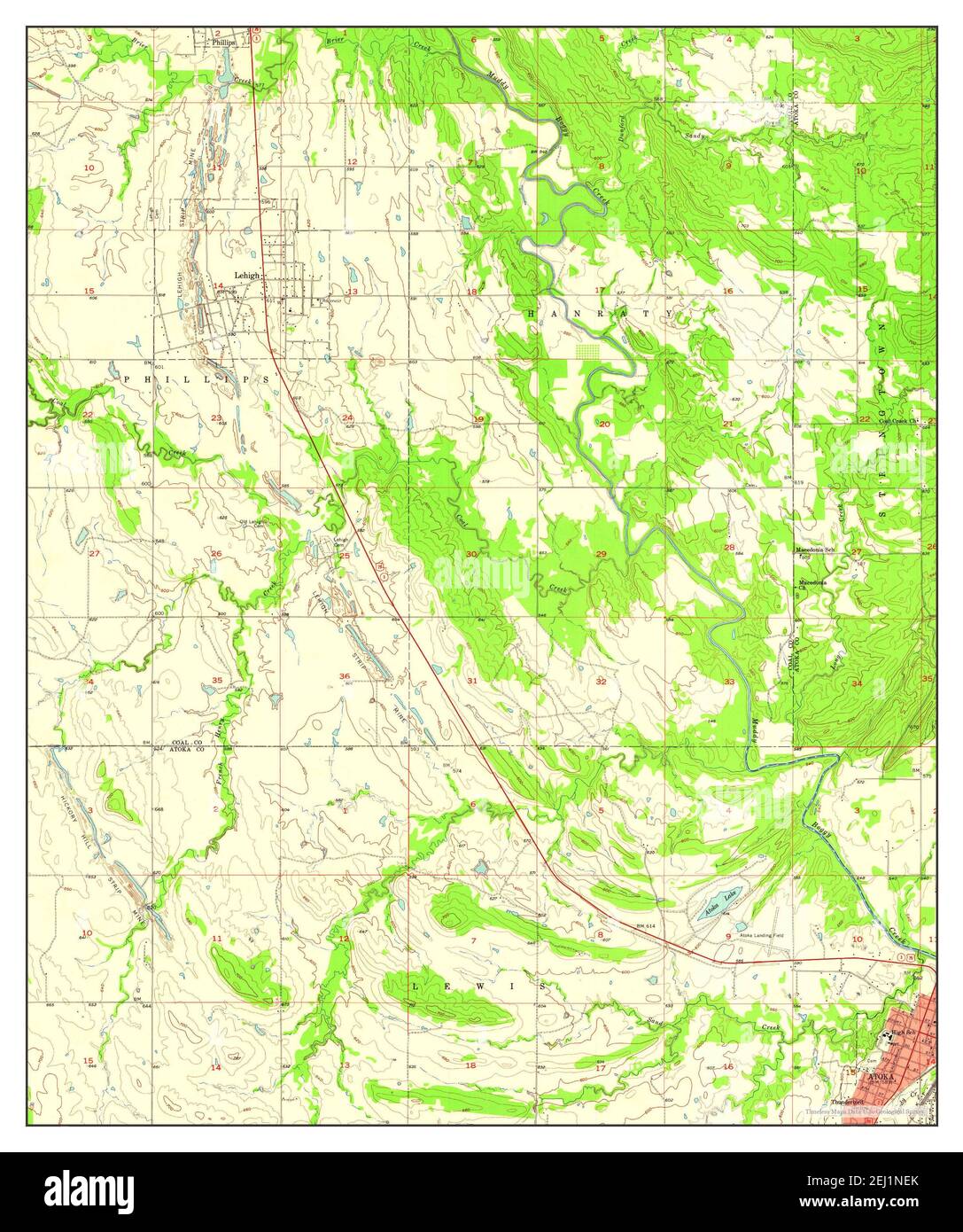 Lehigh, Oklahoma, map 1957, 1:24000, United States of America by ...