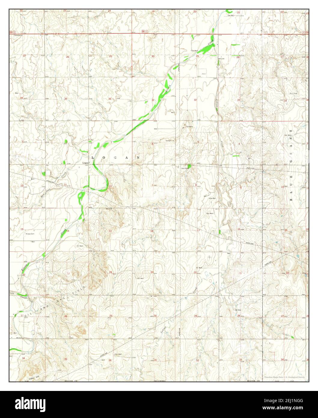 Logan, Oklahoma, map 1971, 1:24000, United States of America by ...