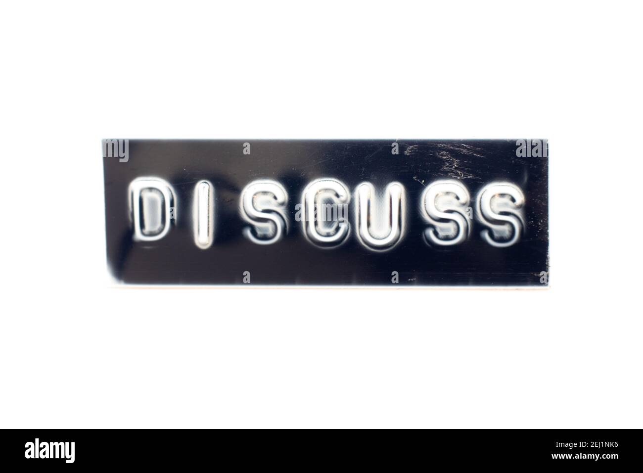 Embossed letter in word discuss on black banner with white background ...