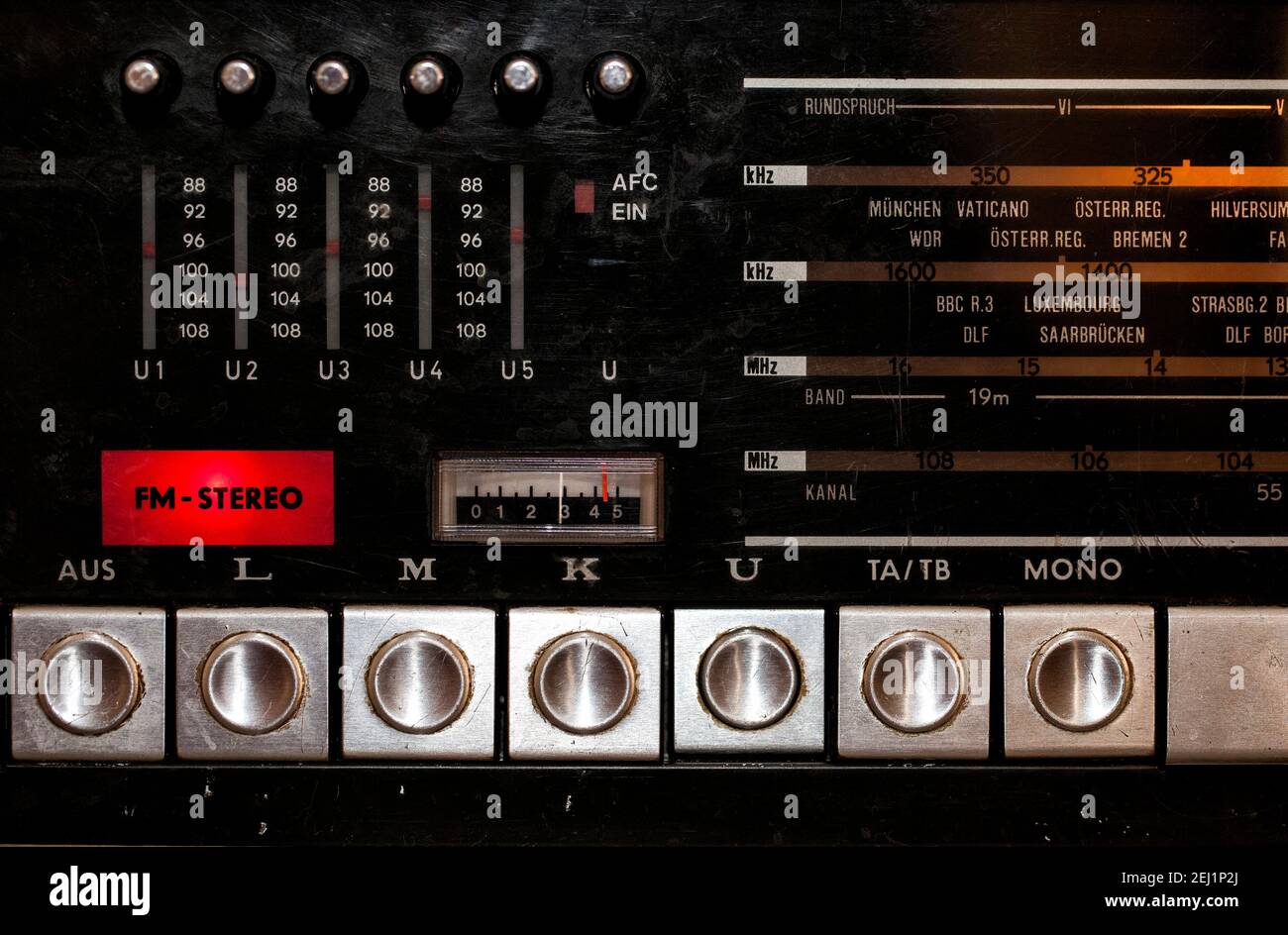 Vintage Stereo German Radio Display Buttons Photo Stock Photo - Alamy