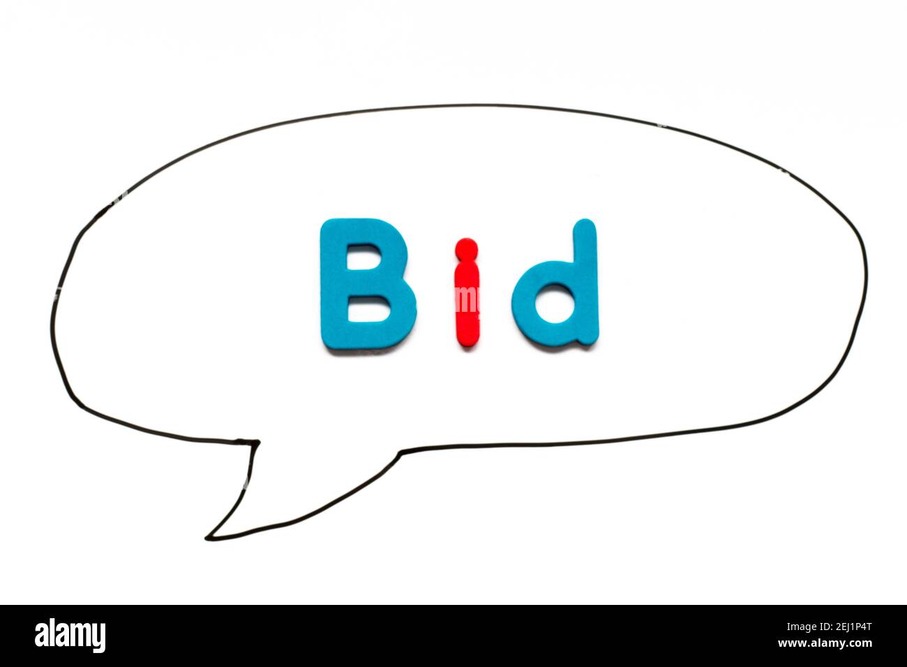 Alphabet letter with word bid in black line hand drawing as bubble ...