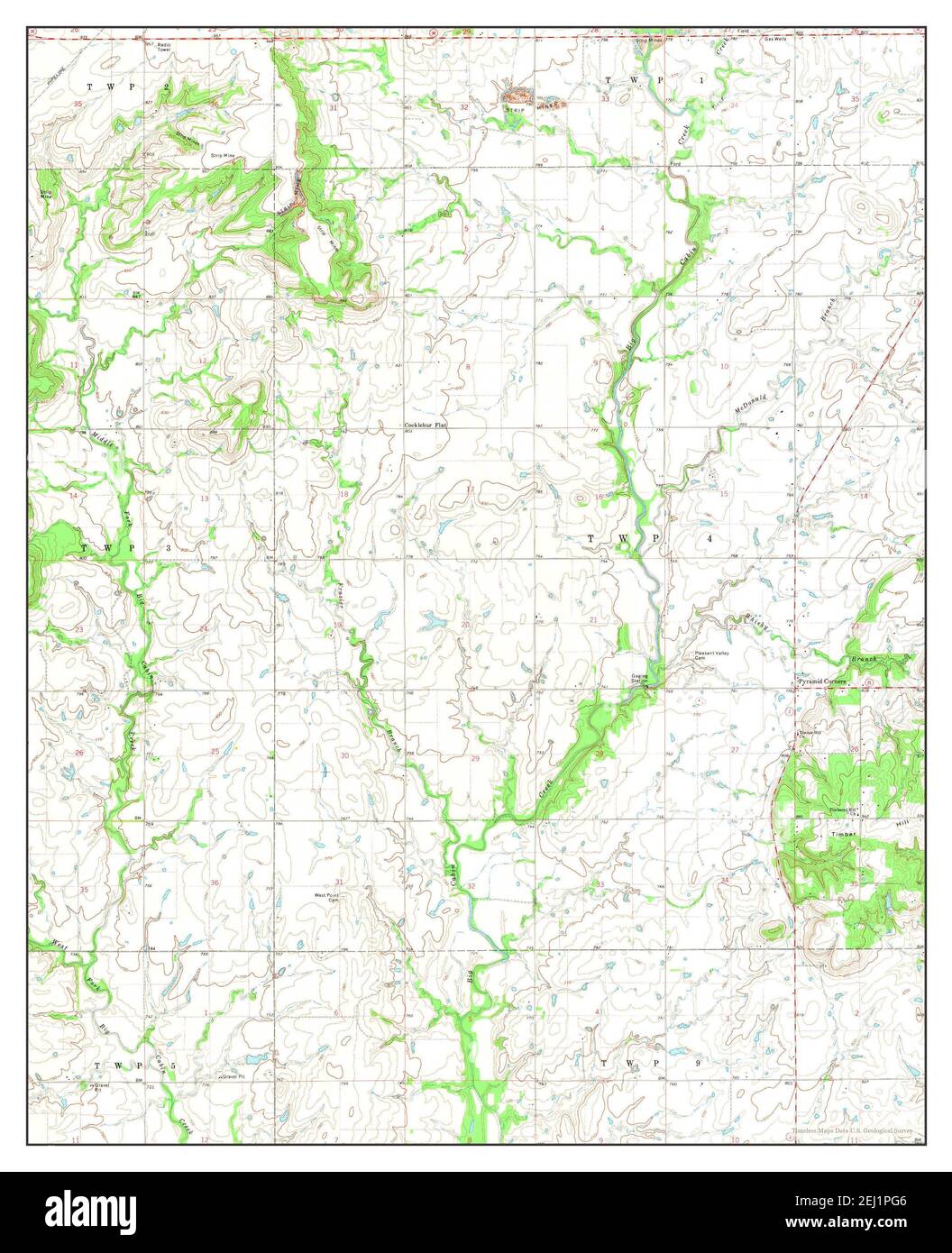 Pyramid Corners, Oklahoma, map 1971, 1:24000, United States of America ...