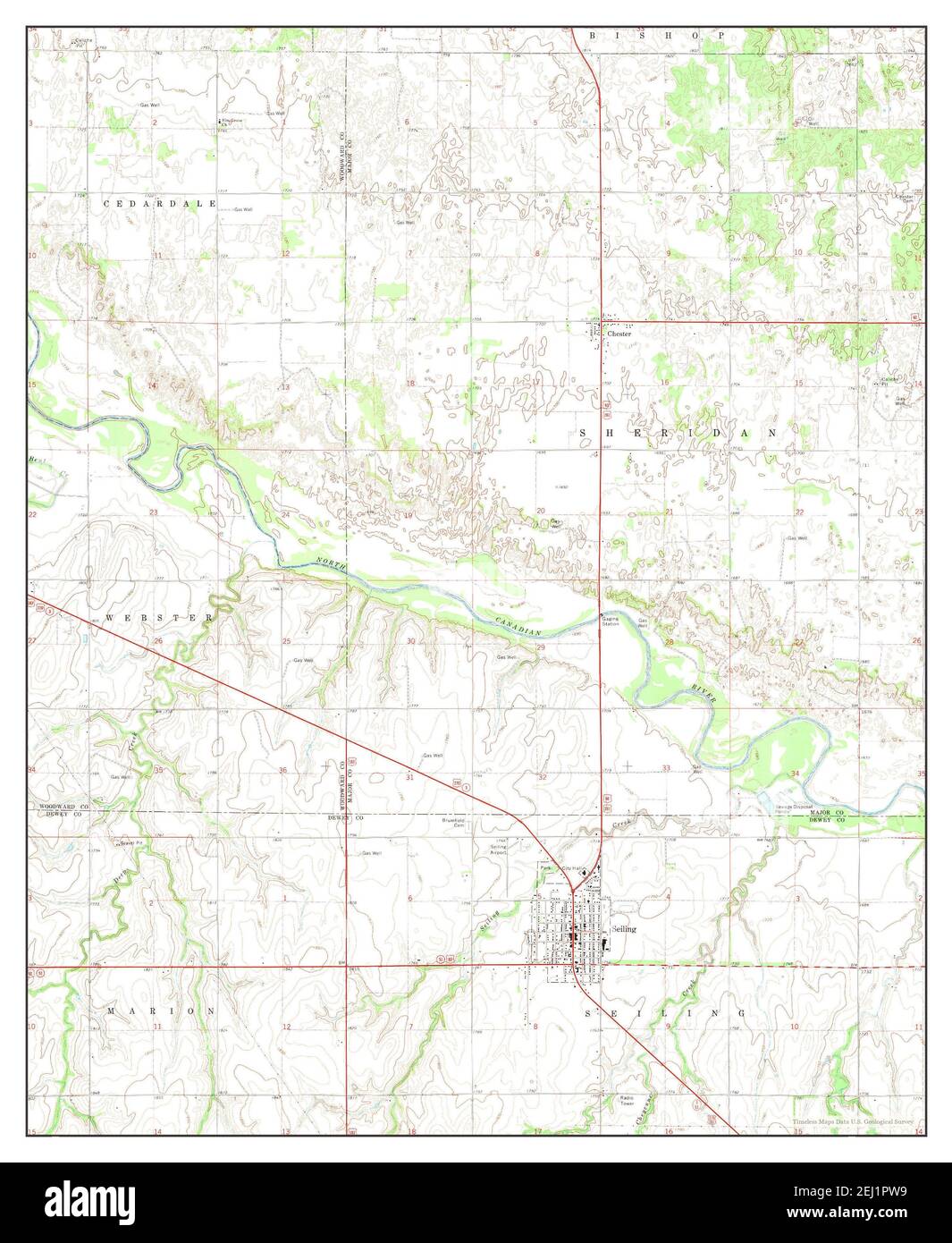 Seiling, Oklahoma, map 1972, 1:24000, United States of America by ...