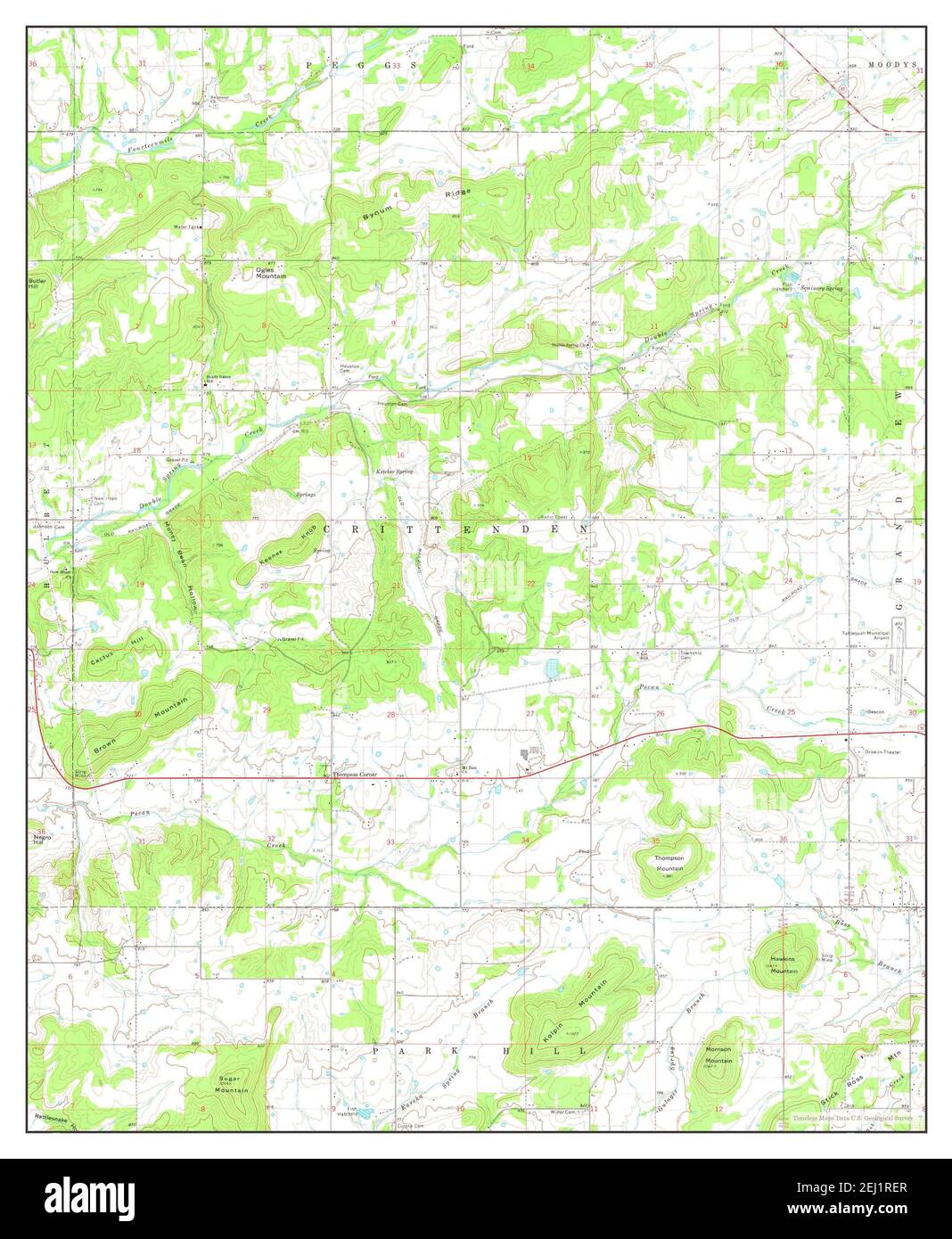 Thompson Corner, Oklahoma, map 1974, 1:24000, United States of America ...
