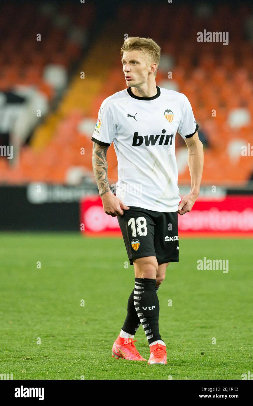 Daniel Wass of Valencia CF seen in action during the Spanish La Liga ...