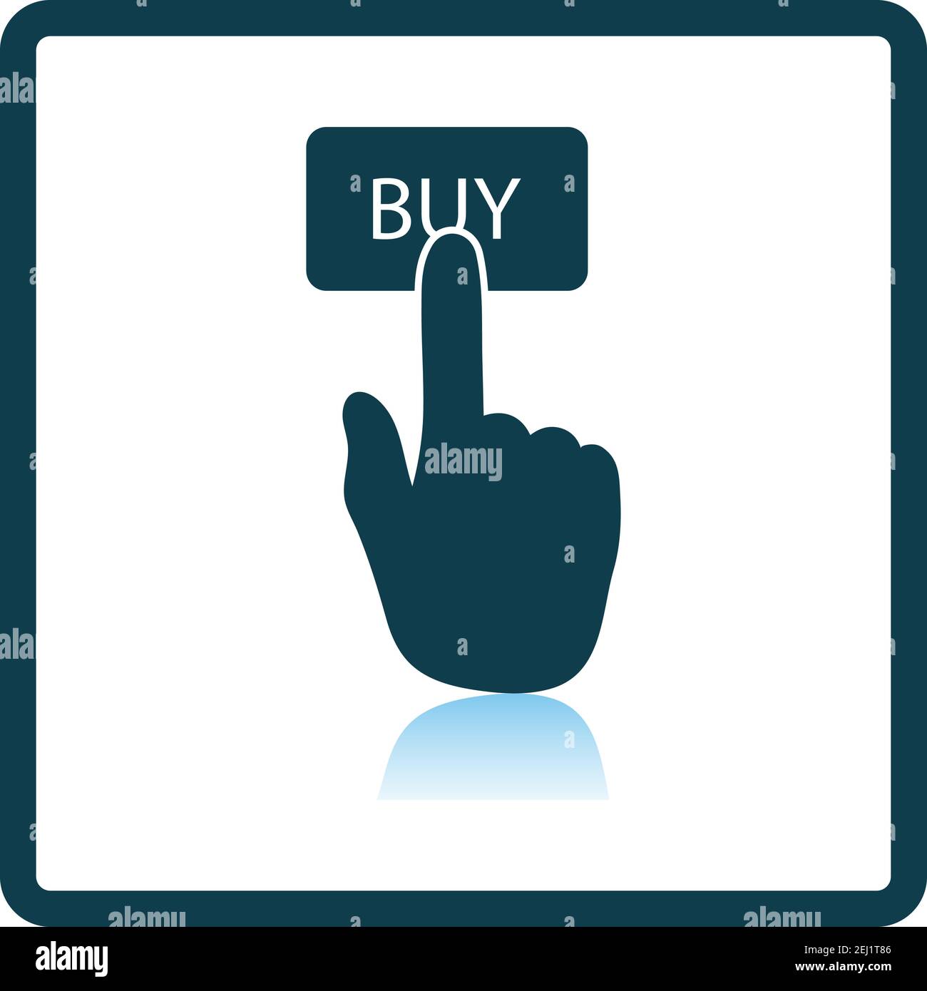 Finger Push The Buy Button Icon. Square Shadow Reflection Design ...