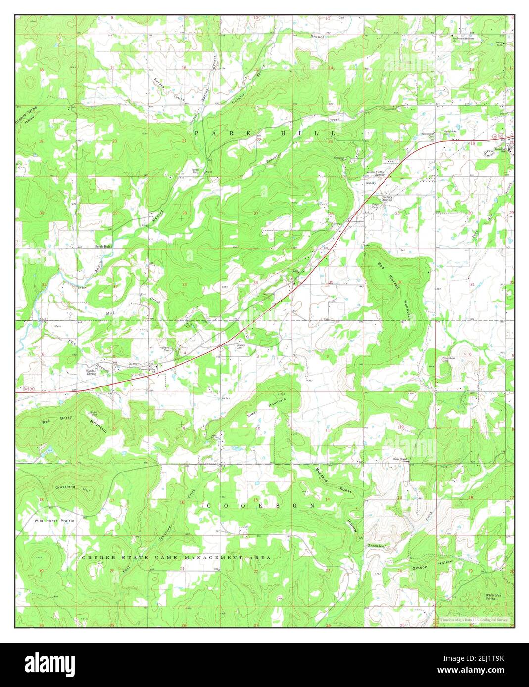 Zeb, Oklahoma, map 1974, 1:24000, United States of America by Timeless ...