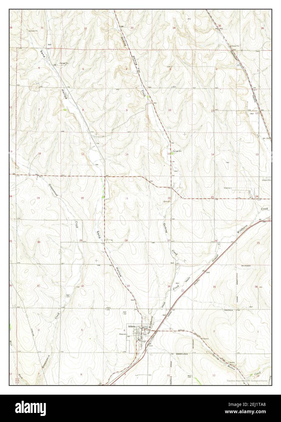 Adams, Oregon, map 1966, 1:24000, United States of America by Timeless ...