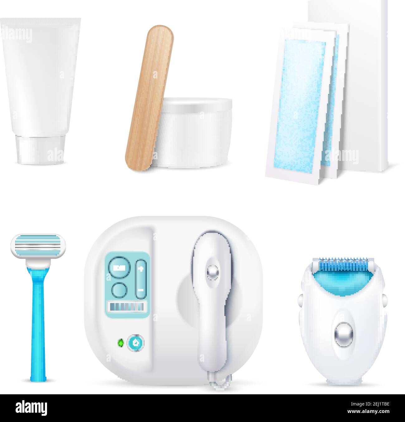 Realistic depilation set of various hair removal methods isolated on ...