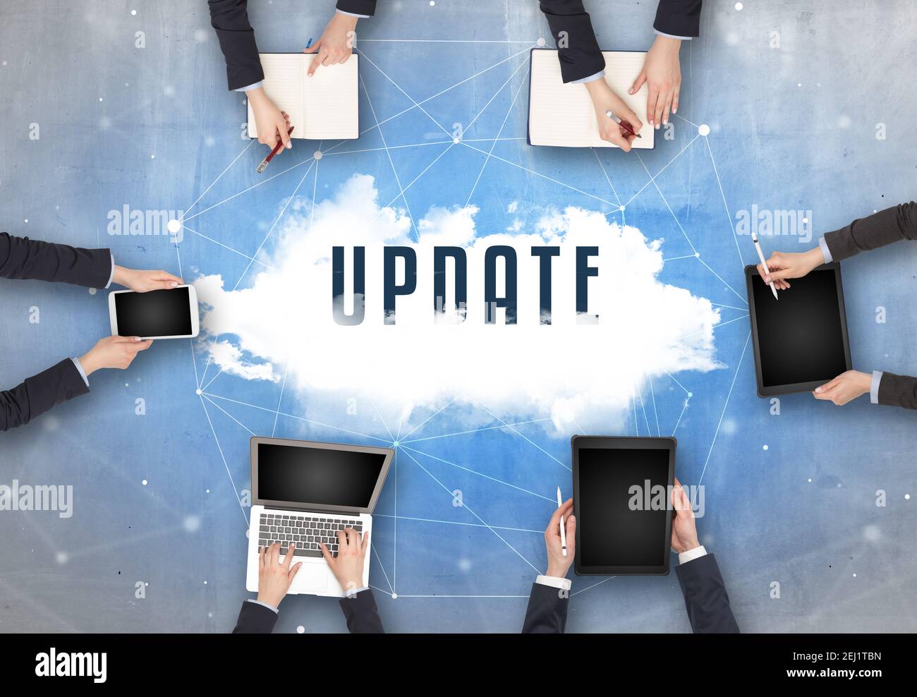 Group of people having a meeting with UPDATE insciption, web security ...