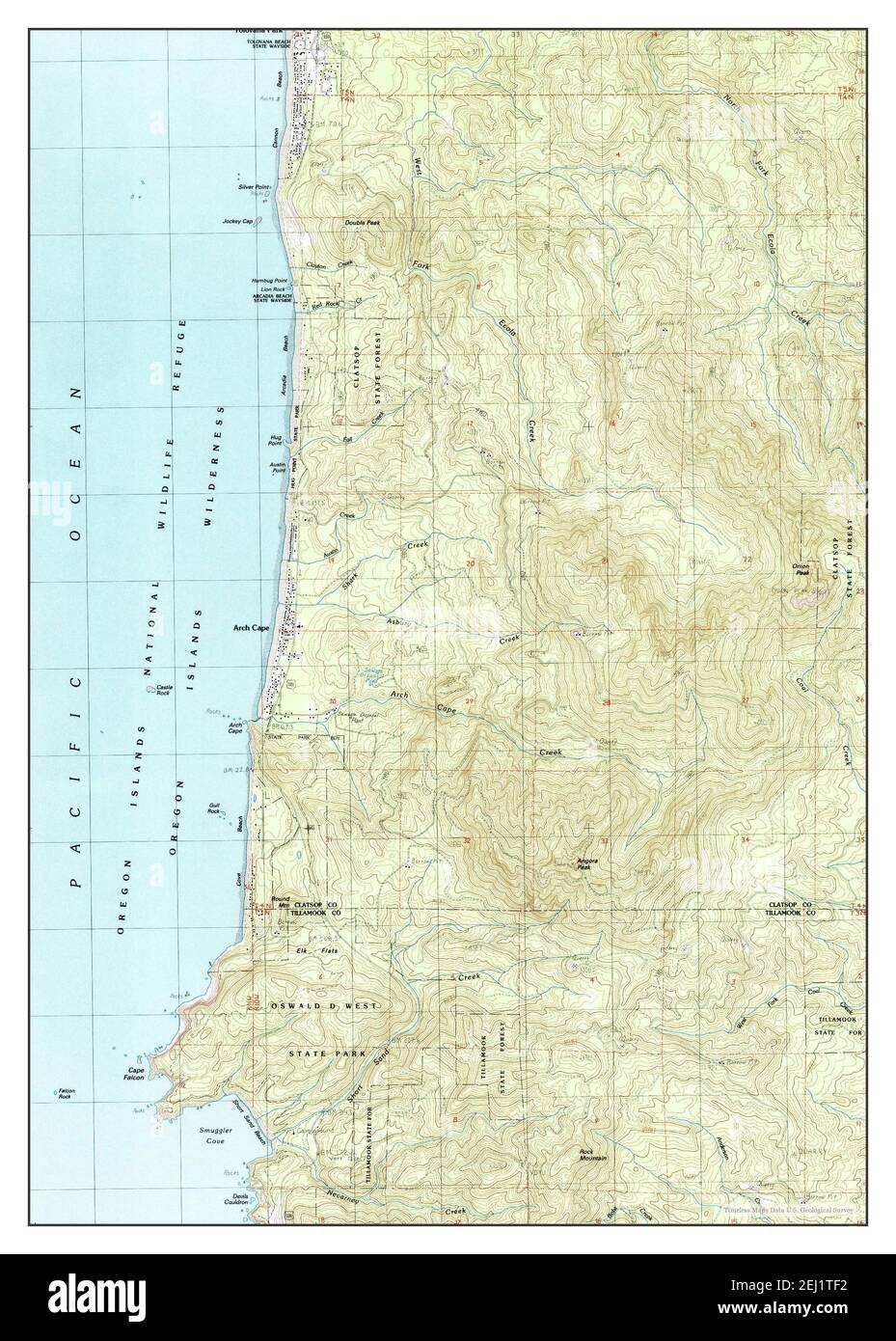 Map of arch cape oregon hi-res stock photography and images - Alamy