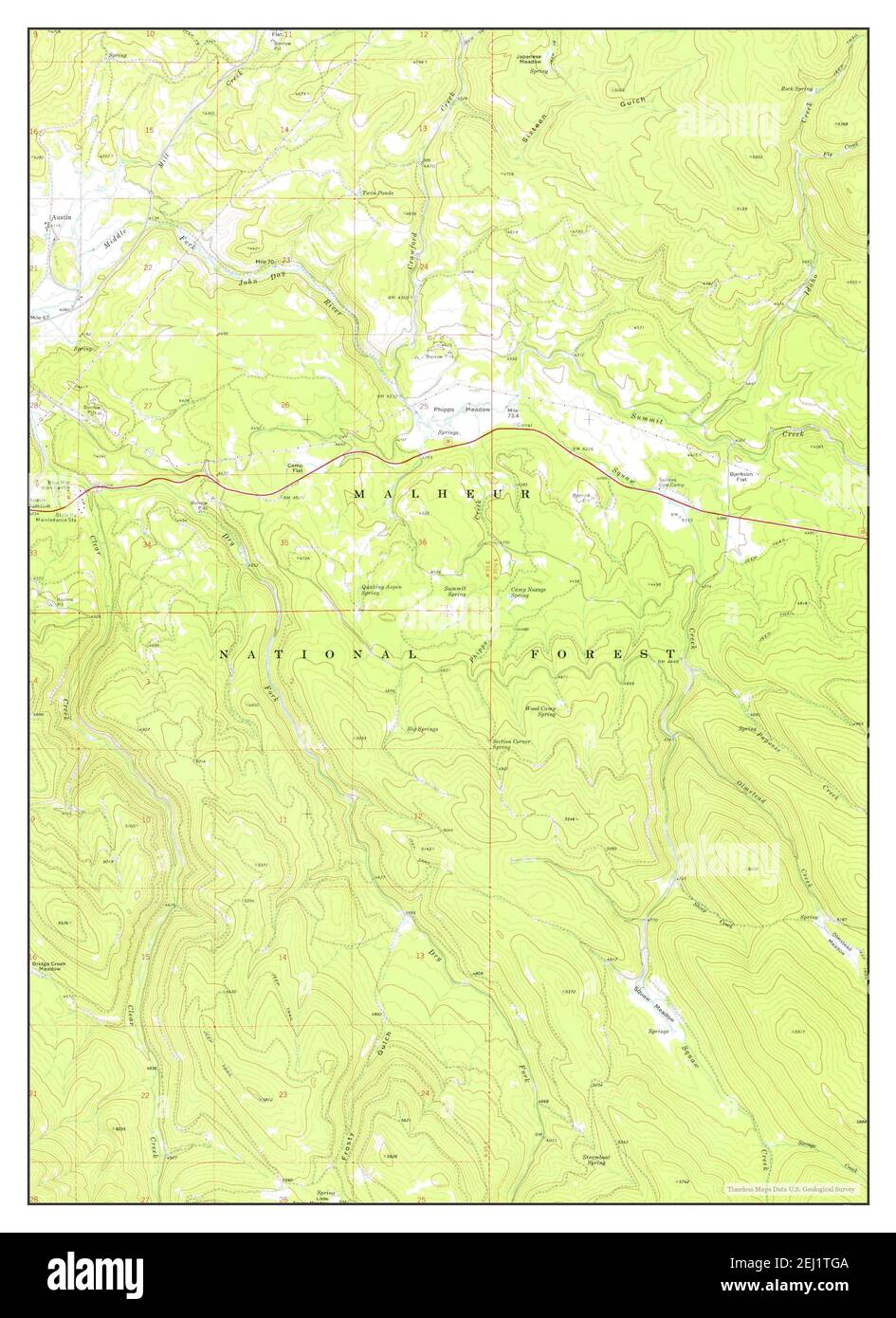 Austin, Oregon, map 1972, 1:24000, United States of America by Timeless ...