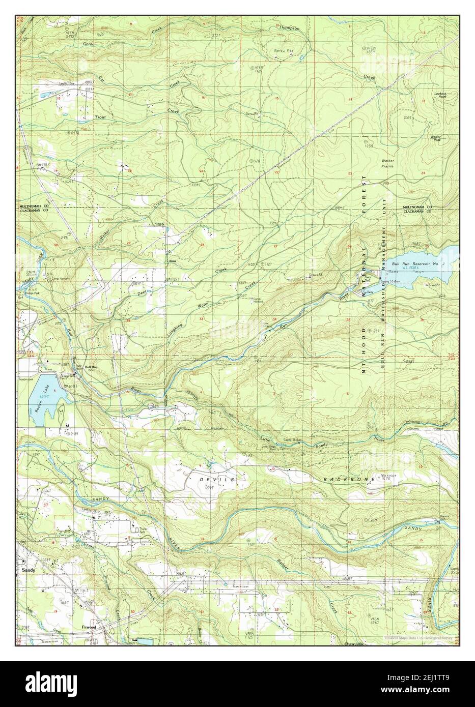 Bull Run, Oregon, map 1985, 1:24000, United States of America by ...