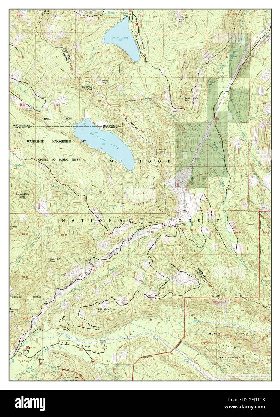 Bull Run Lake, Oregon, map 1997, 1:24000, United States of America by ...